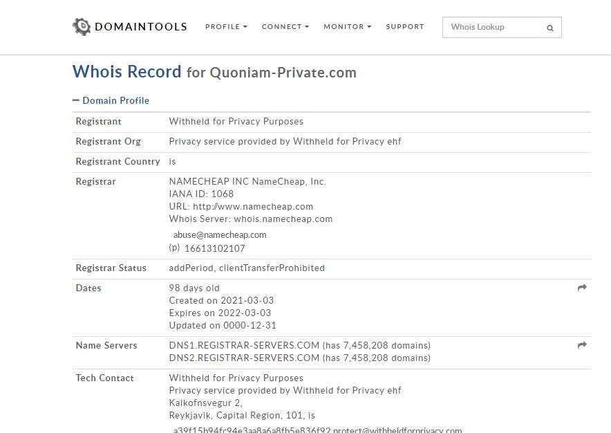 Quoniam-private.com : Des intentions d'arnaque visibles - BROKER DEFENSE